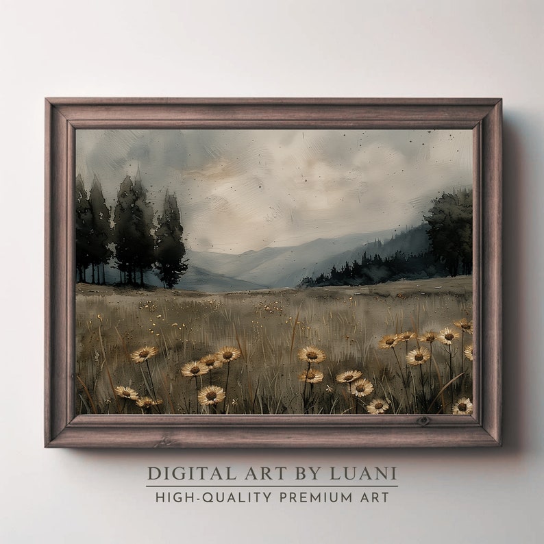 Floral Landscape Painting: Impressionist Wildflower Field (digital ...