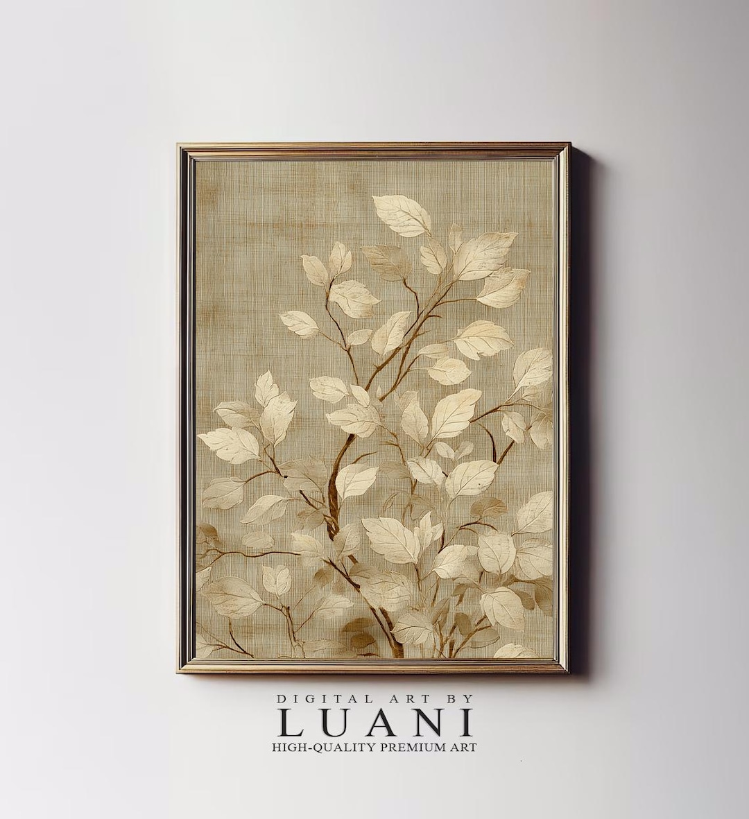 Sepia Leaf Drawing: Vintage Botanical Print for Neutral Decor (digital ...
