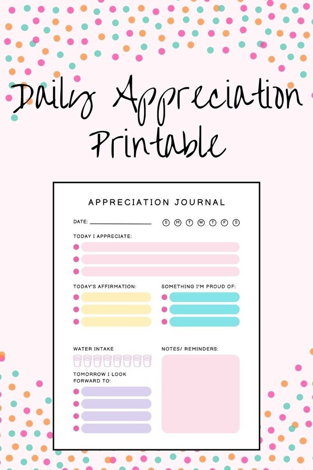 Daily Gratitude Appreciation Printable Journal Page, Digital Download ...