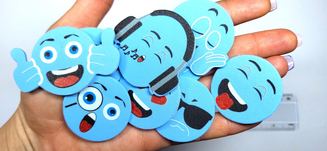 Stickers Foam Blue Smiley Face-emoji Self-adhesive (pack of 9) Perfect ...