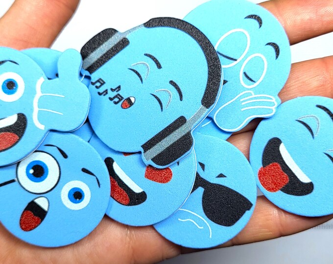 Stickers Foam Blue Smiley Face-emoji Self-adhesive (pack of 9) Perfect ...