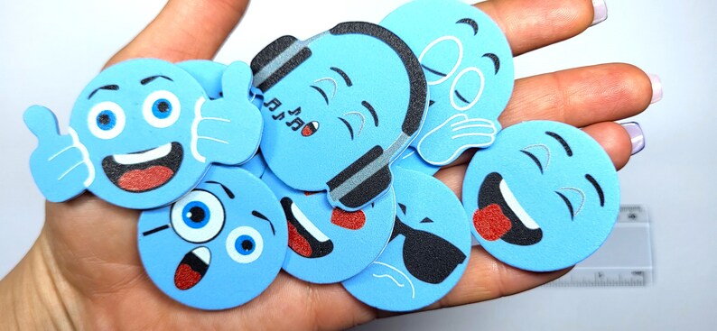 Stickers Foam Blue Smiley Face-emoji Self-adhesive pack of 9 Perfect to ...