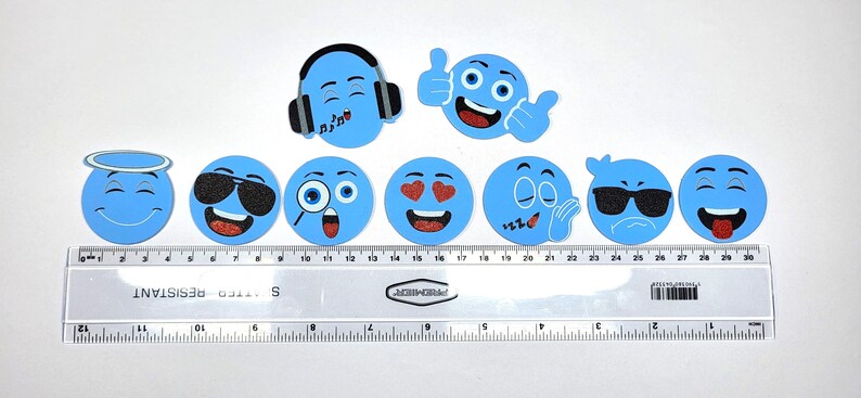 Stickers Foam Blue Smiley Face-emoji Self-adhesive pack of 9 Perfect to ...