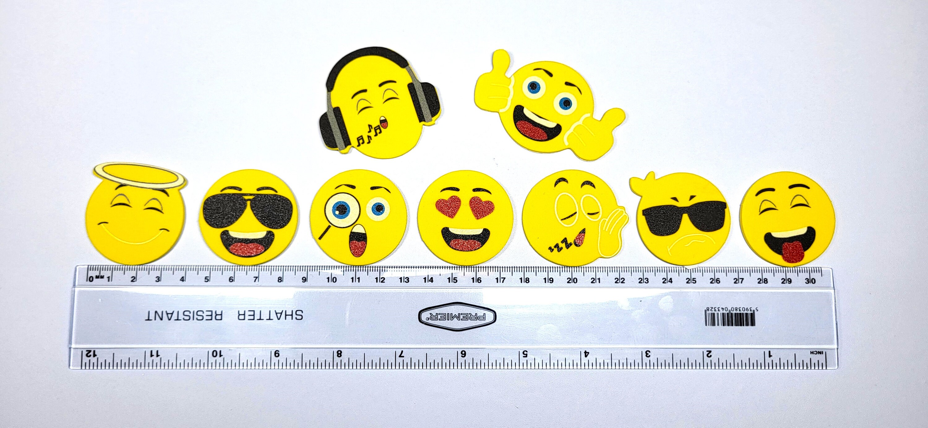 Stickers Foam Yellow Smiley Face-emoji Self-adhesive pack of 9 Perfect ...