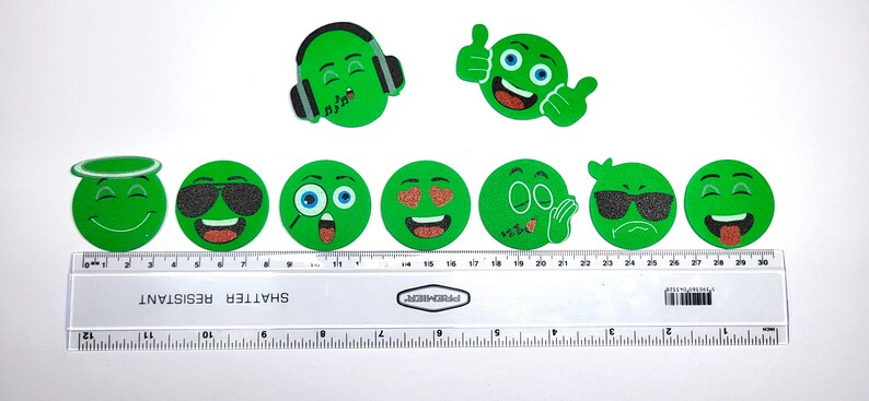 Stickers Foam Green Smiley Face-emoji Self-adhesive pack of 9 Perfect ...