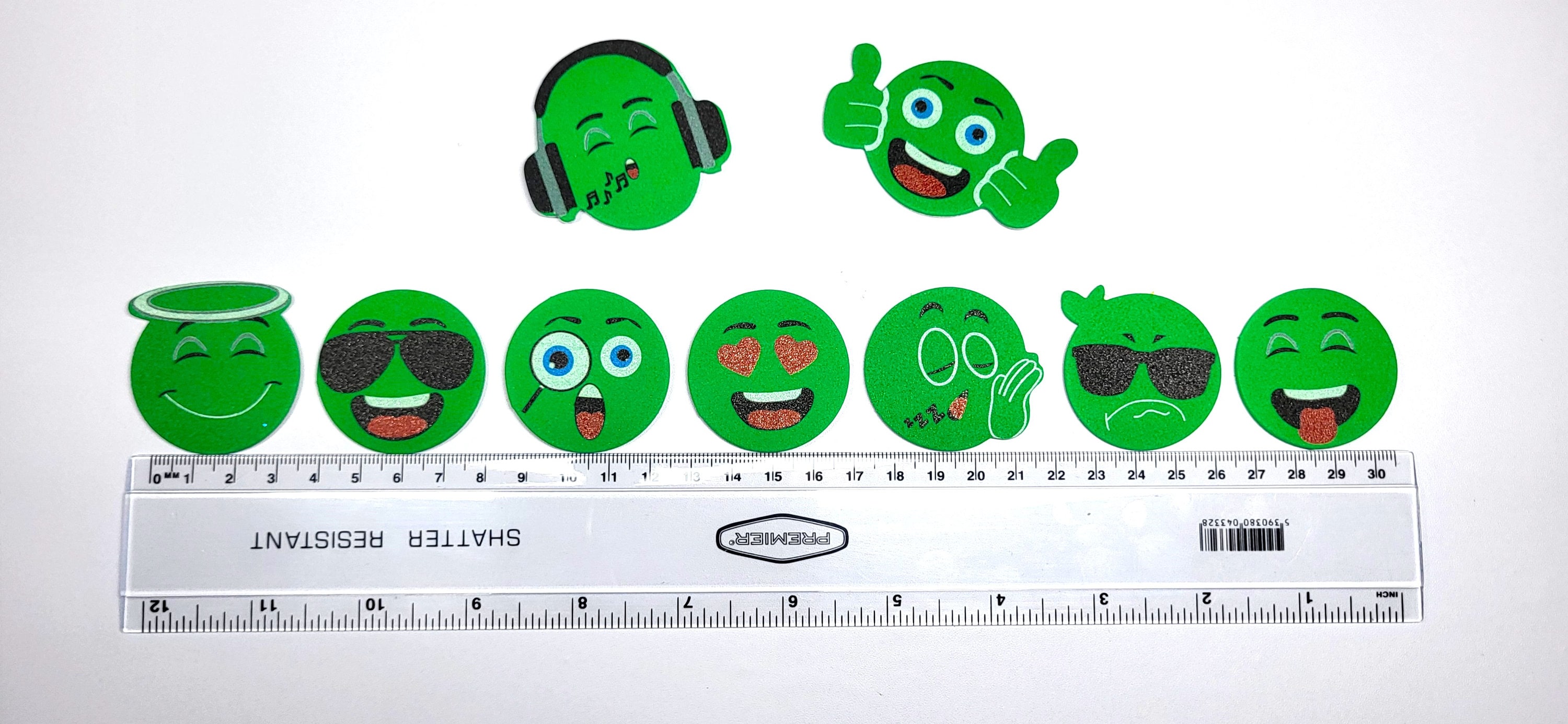 Stickers Foam Green Smiley Face-emoji Self-adhesive pack of 9 Perfect ...