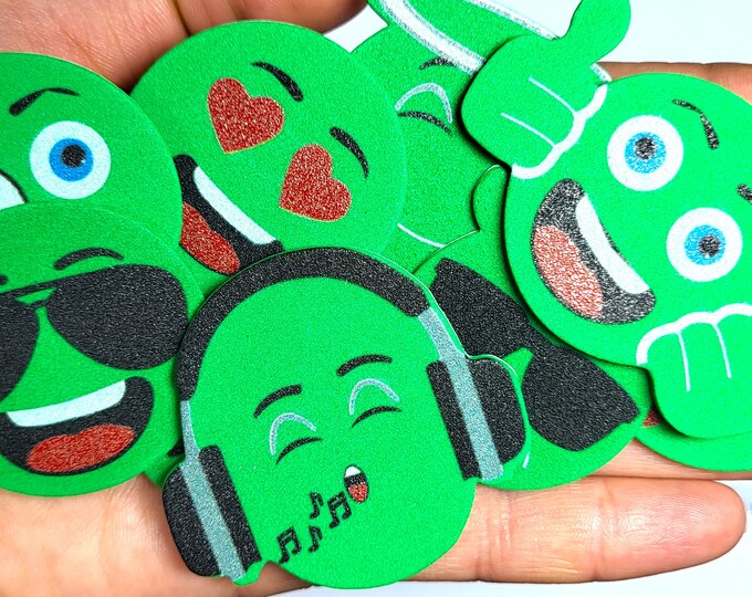 Stickers Foam Green Smiley Face-emoji Self-adhesive (pack of 9) Perfect ...