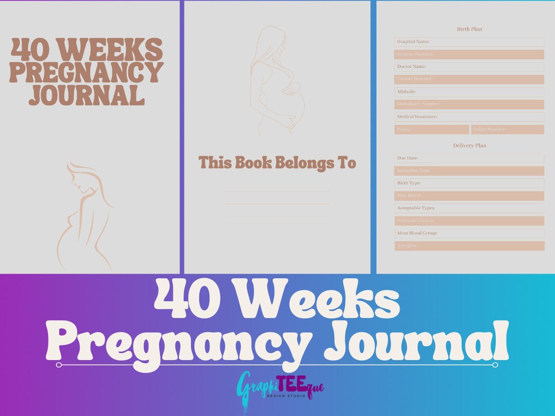 40 Weeks Pregnancy Journal Printable Expecting Planner Digital iPad ...