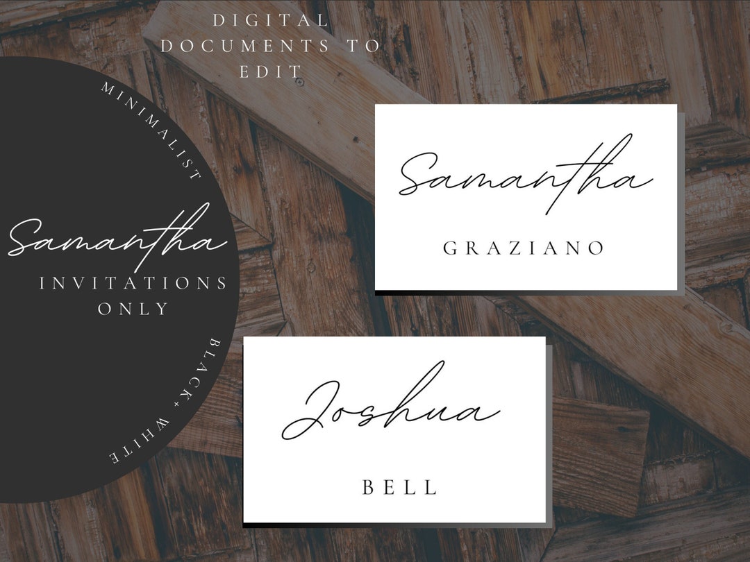 Minimalist Wedding Placement Cards: Samantha Collection (digital Canva ...