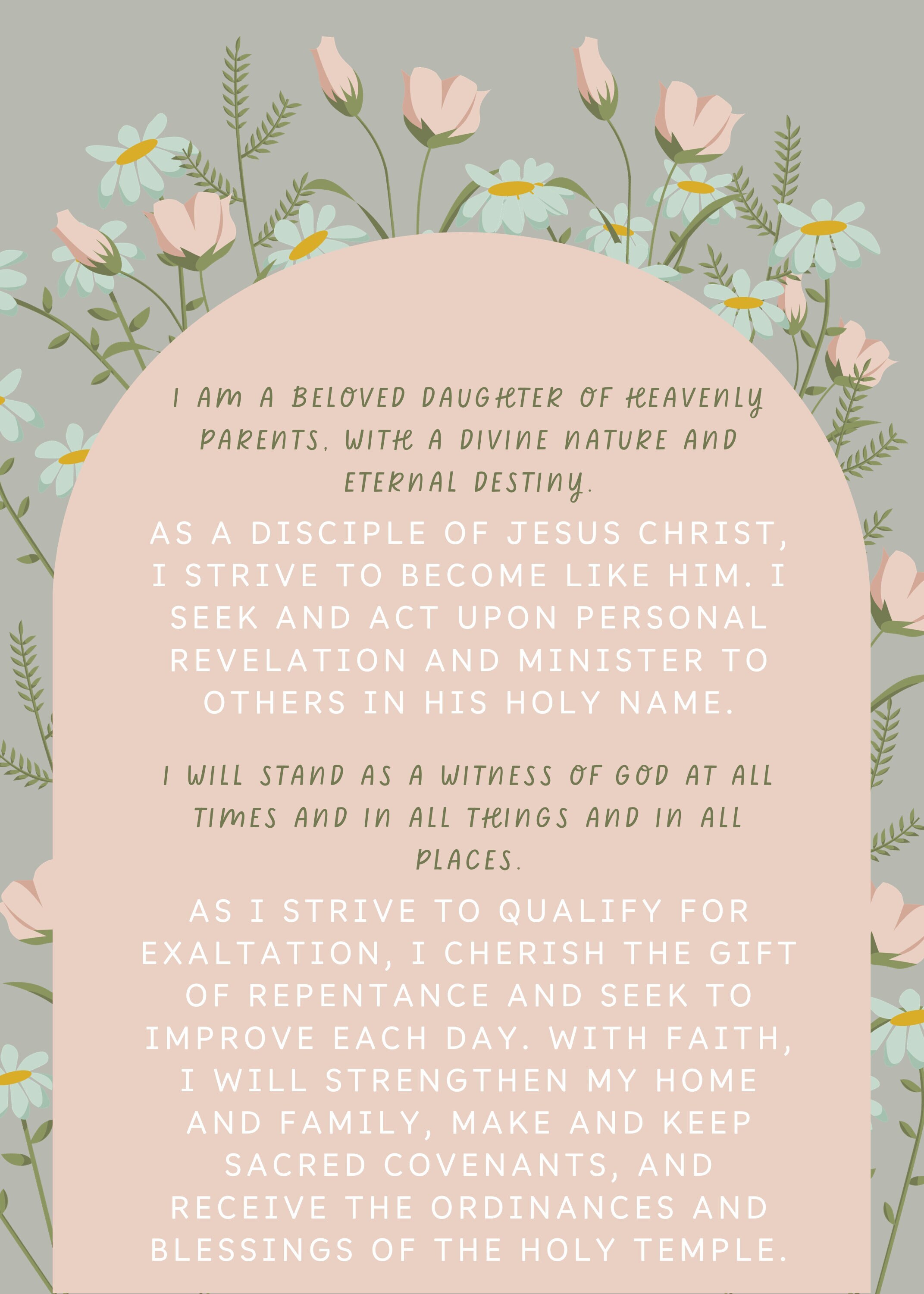 LDS Young Women Theme Printable - Etsy
