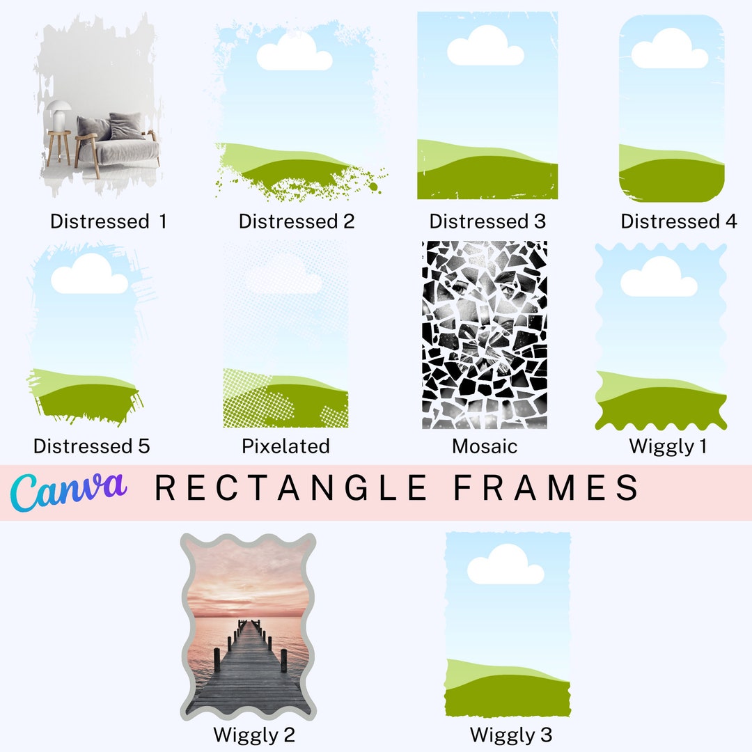 Canva Frame Template, Drag and Drop Rectangle Shapes Bundle, Instant Download Photo Design ...