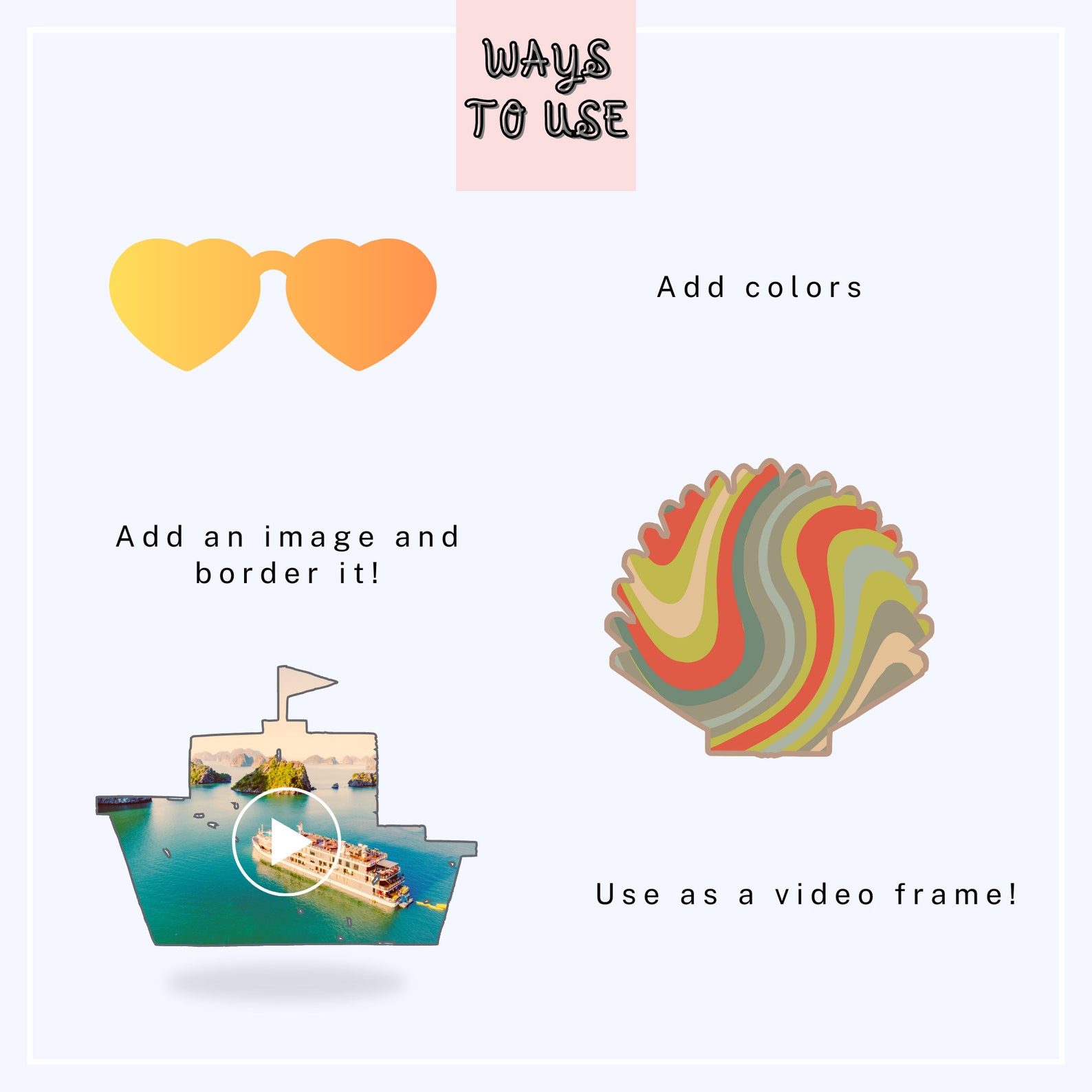 Canva Frame Template, Drag and Drop Summer Beach Shapes Bundle, Instant ...