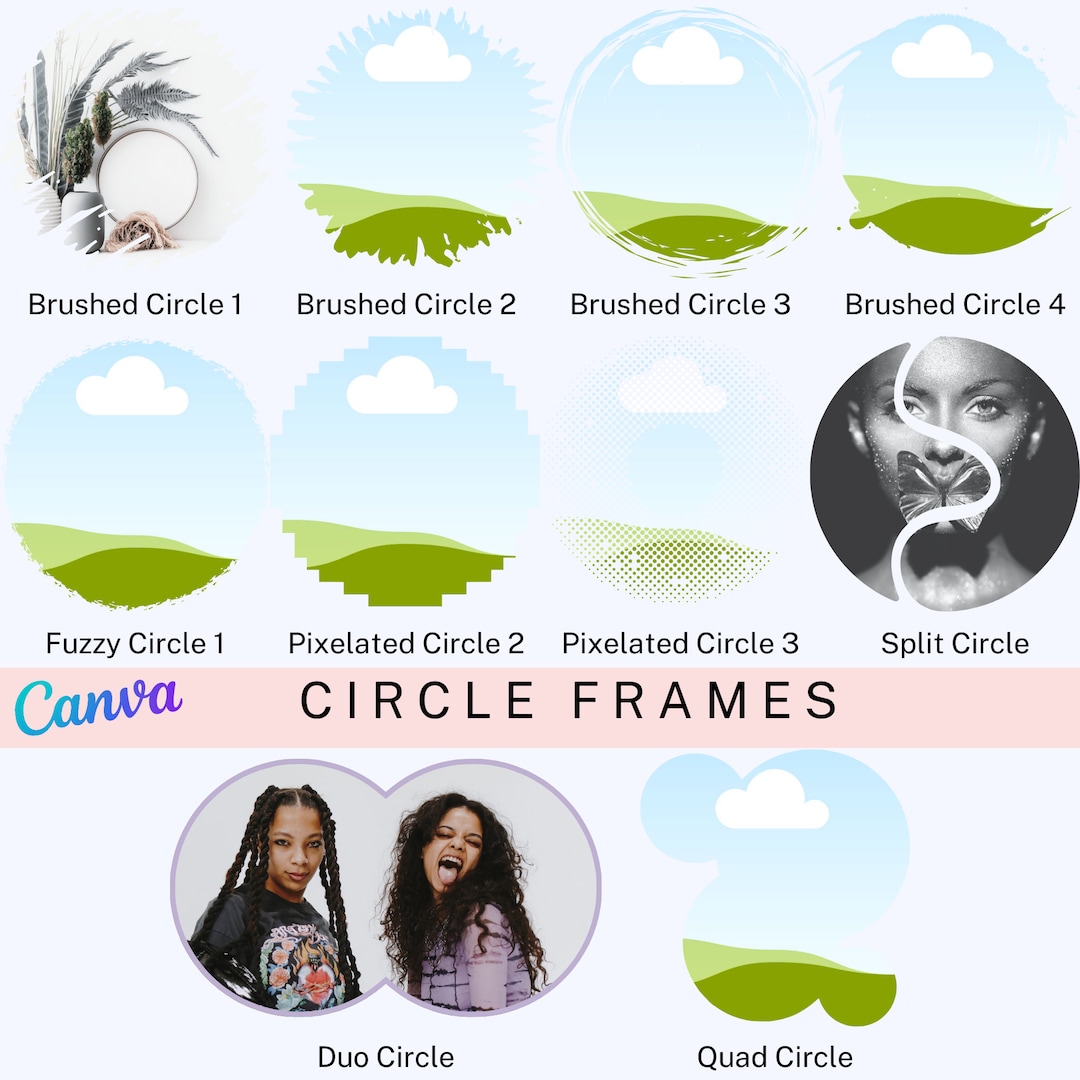 Canva Frame Template, Drag and Drop Circle Shapes Bundle, Instant ...
