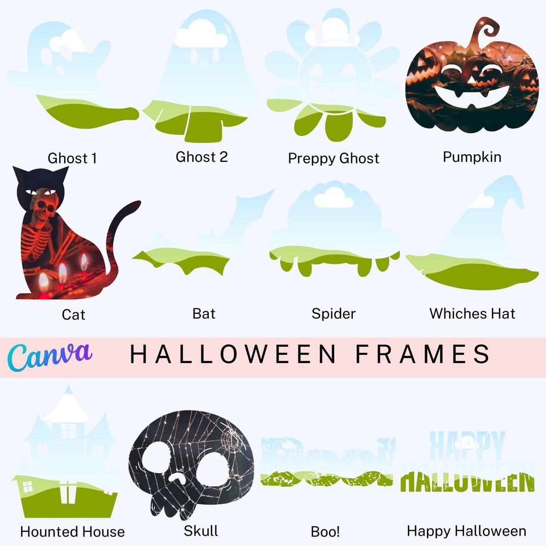 Canva Frame Template, Drag and Drop Halloween Shapes Bundle, Instant ...