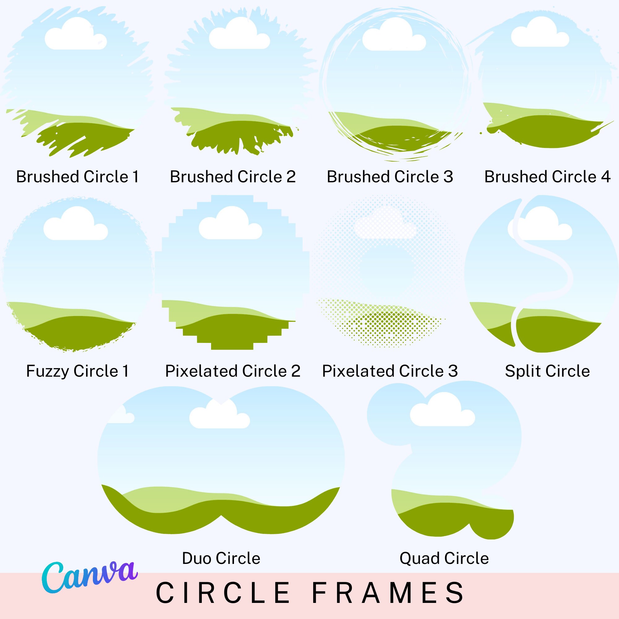Canva Frame Template, Drag and Drop Circle Shapes Bundle, Instant ...