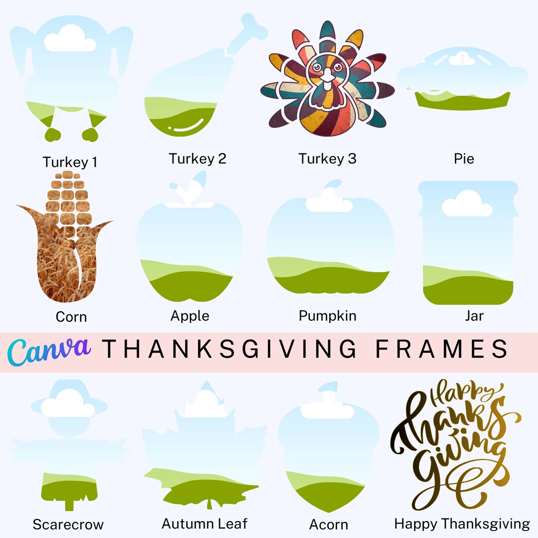 Canva Frame Template, Drag and Drop Thanksgiving Shapes Bundle, Instant ...