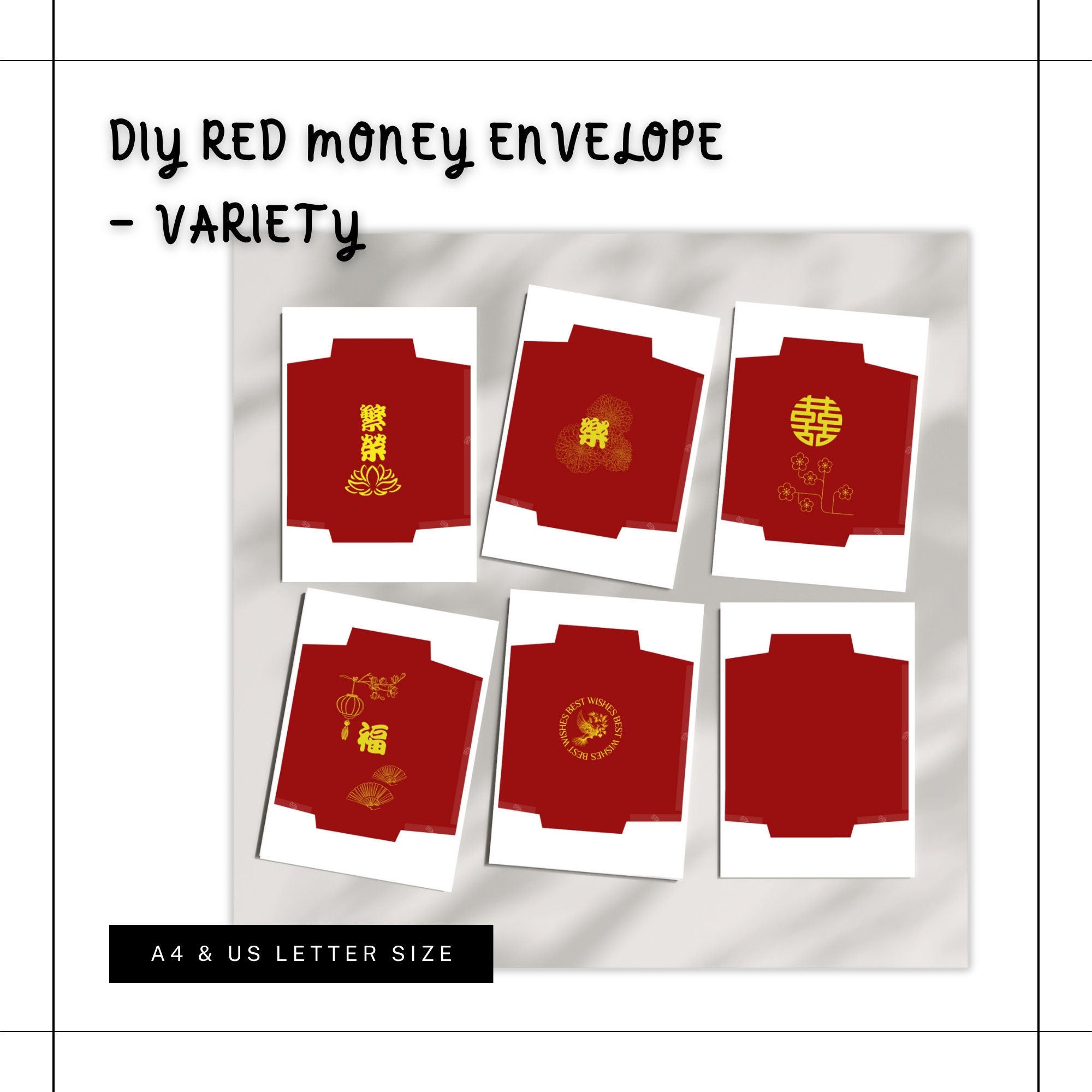 Dragon Hongbao 红包 Printable A4 and US Letter Size DIY Set Ayacolour ...