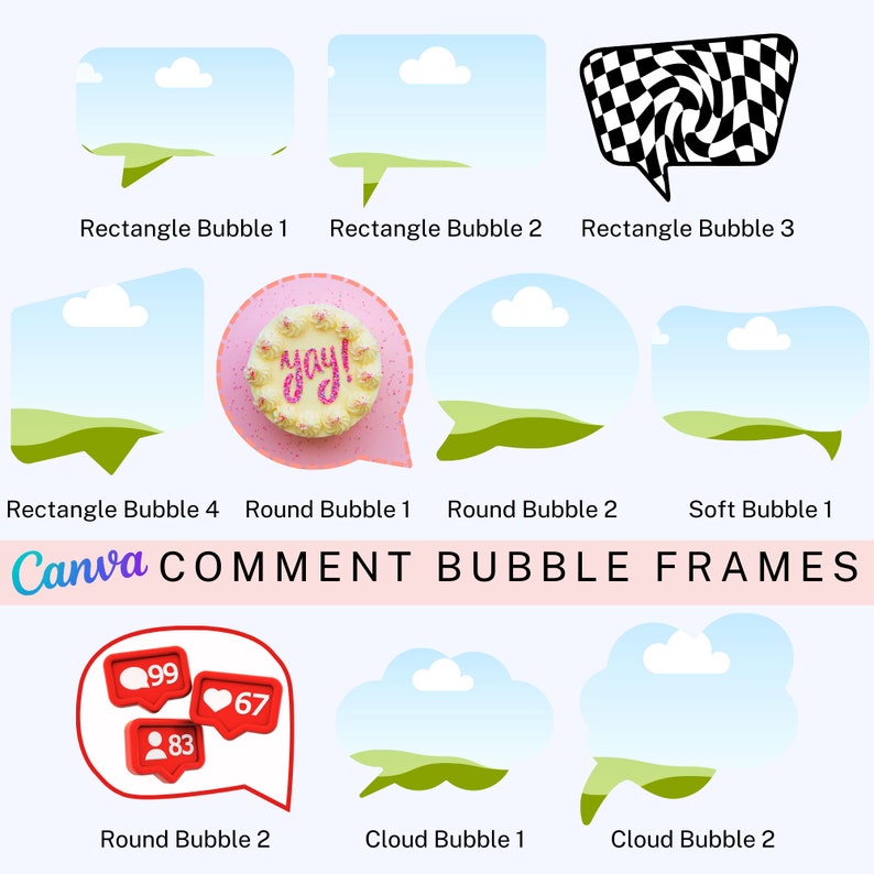 Canva Frame Template, Drag and Drop Comment Bubble Shapes Bundle ...