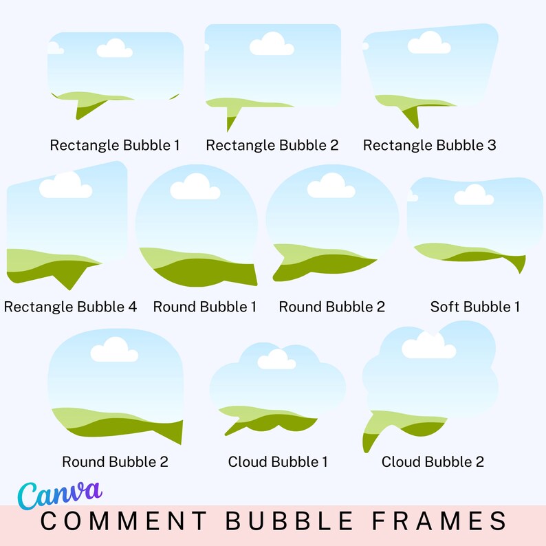 Canva Frame Template, Drag and Drop Comment Bubble Shapes Bundle ...