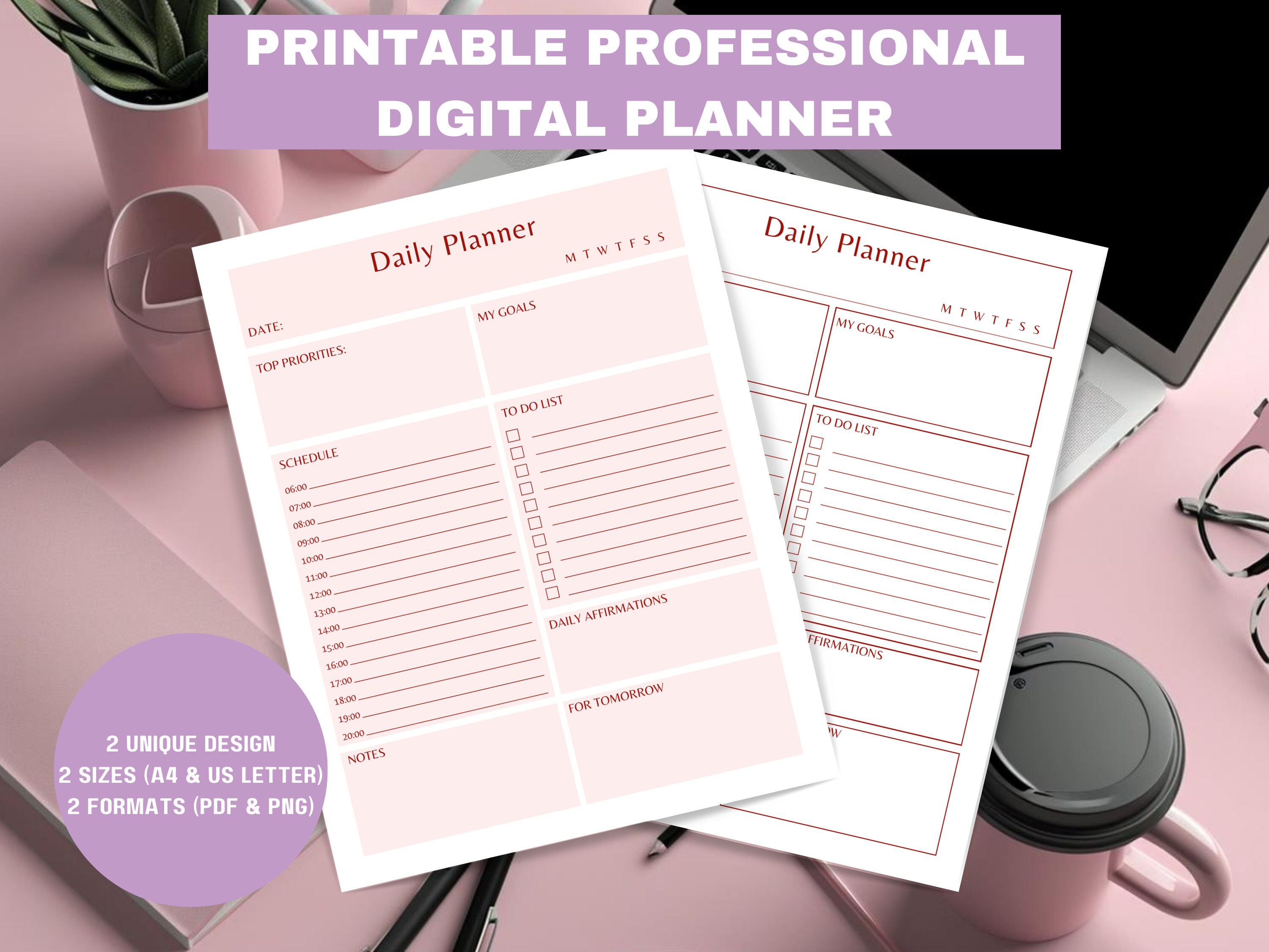 Digital Professional Daily Planner Bundle Printable Template ...