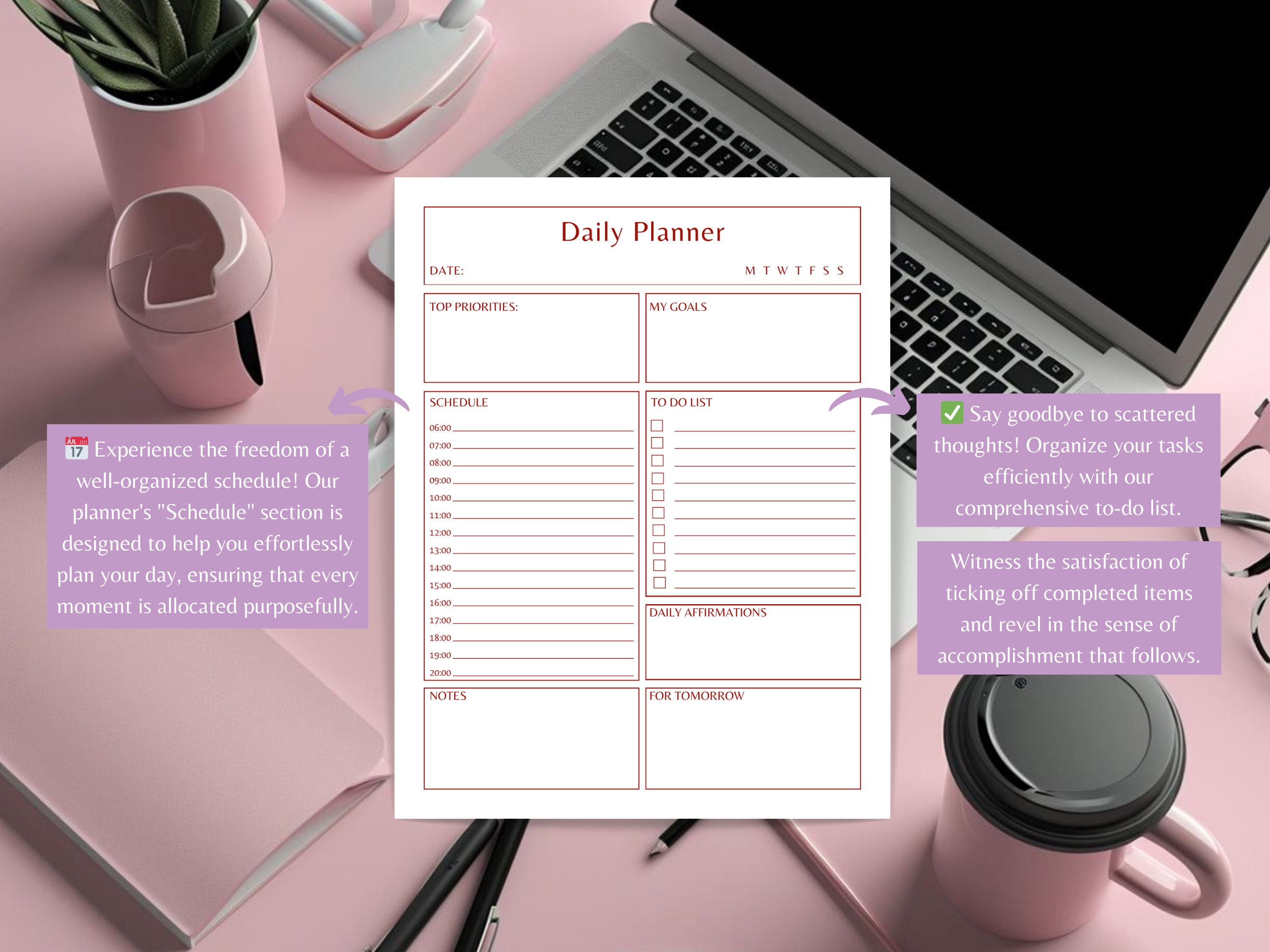 Digital Professional Daily Planner Bundle Printable Template ...