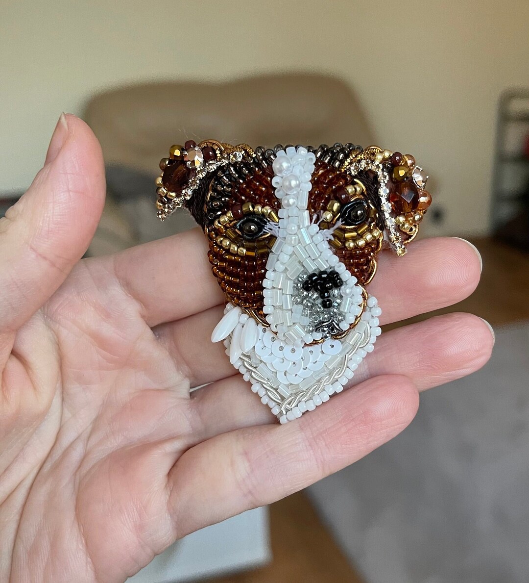 Portrait of a Jack Russell Terrier Dog, Personalized Brooch, Animal ...