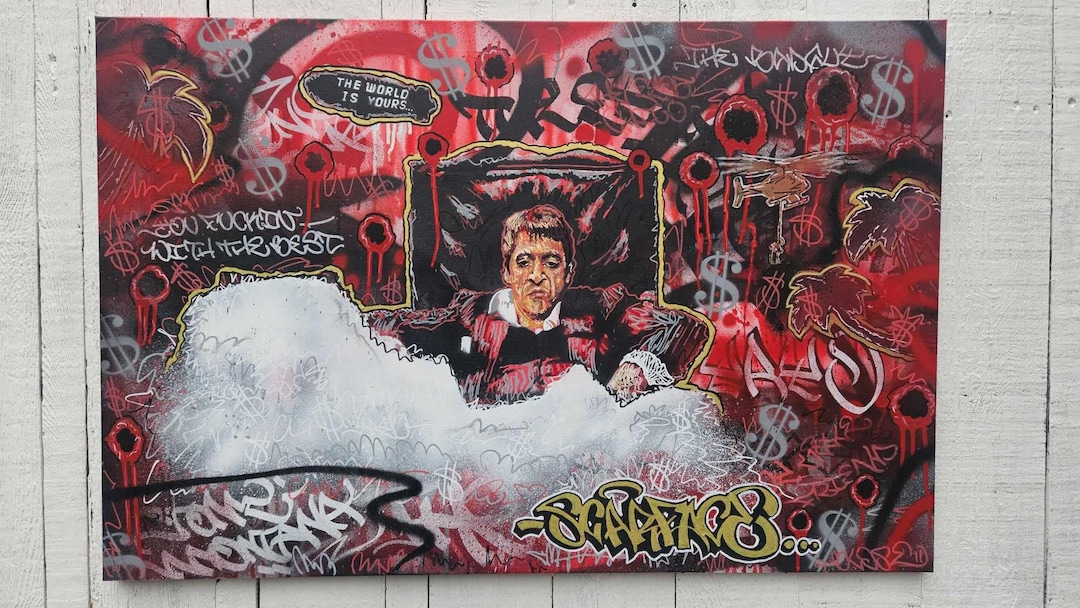 Scarface Fan Art: Tony Montana Graffiti Acrylic Painting on Canvas ...