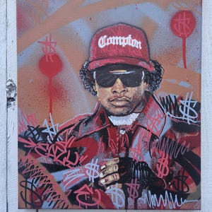 Eazy E Original Wall Art Hand Painted Portrait Graffiti Style Hip Hop ...