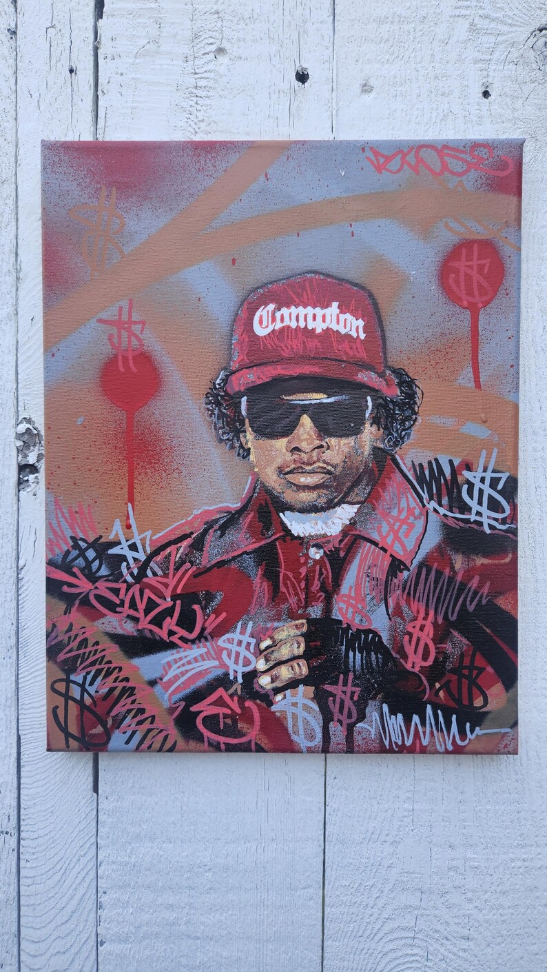 Eazy E Original Wall Art Hand Painted Portrait Graffiti Style Hip Hop ...
