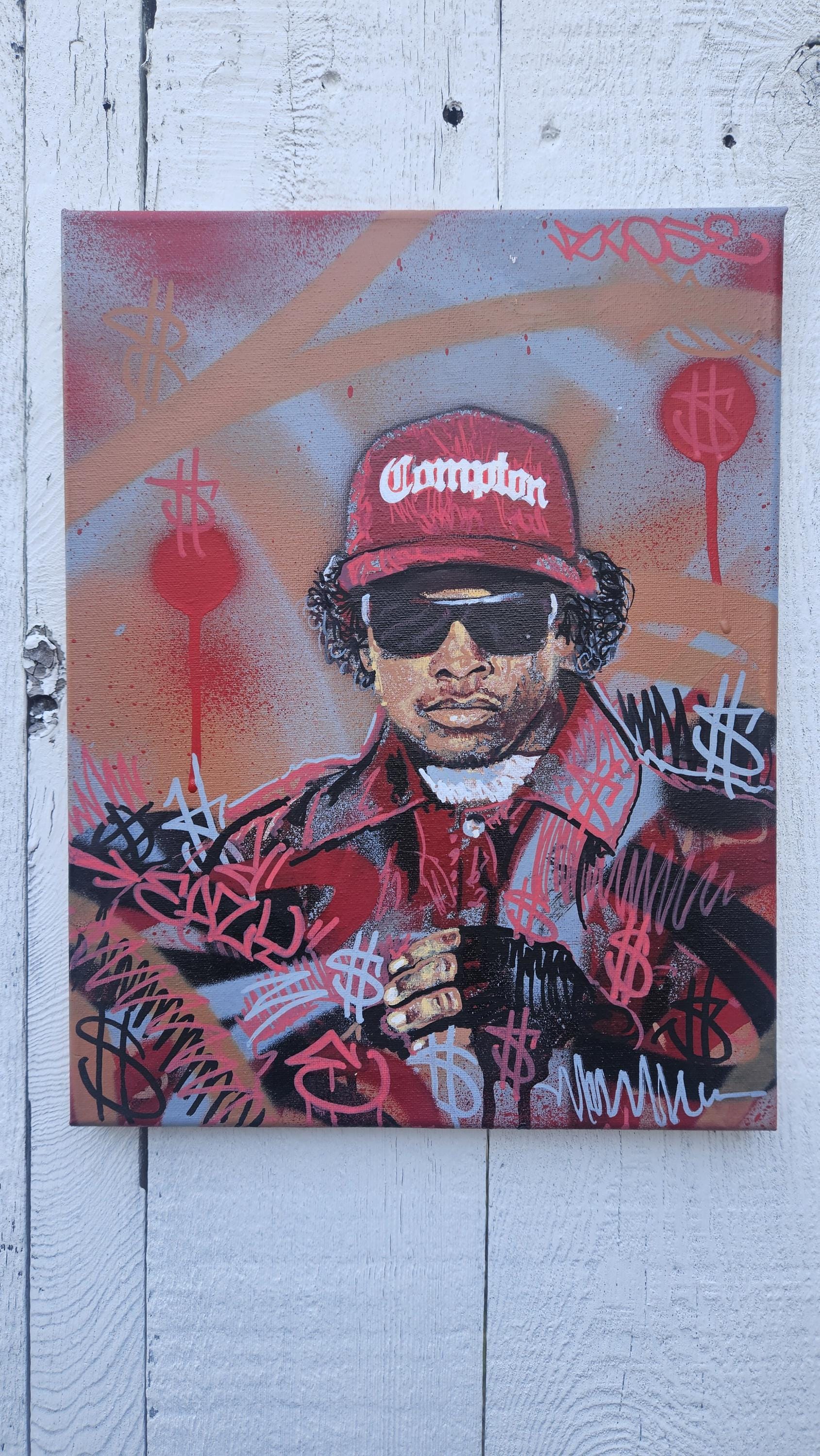 Eazy E Original Wall Art Hand Painted Portrait Graffiti Style Hip Hop Street Compton California ...