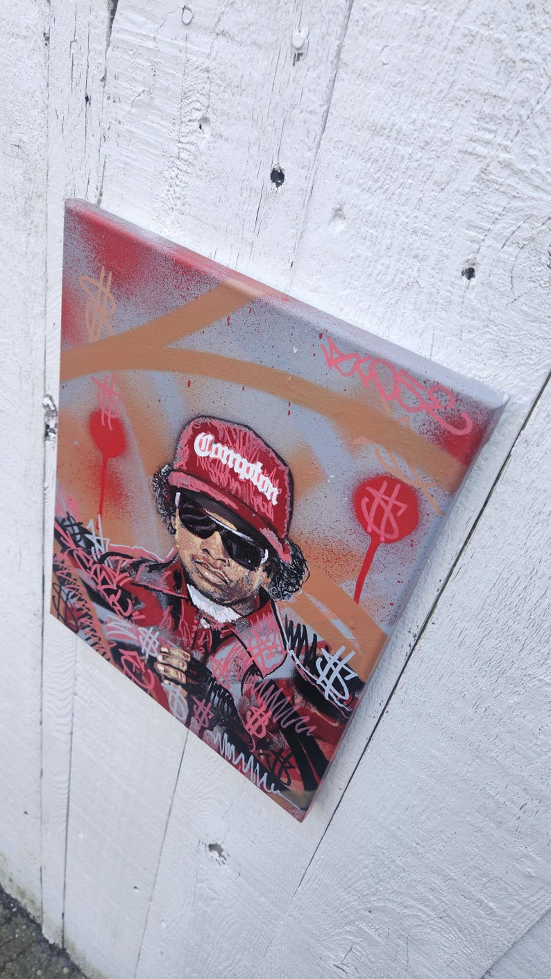 Eazy E Original Wall Art Hand Painted Portrait Graffiti Style Hip Hop ...