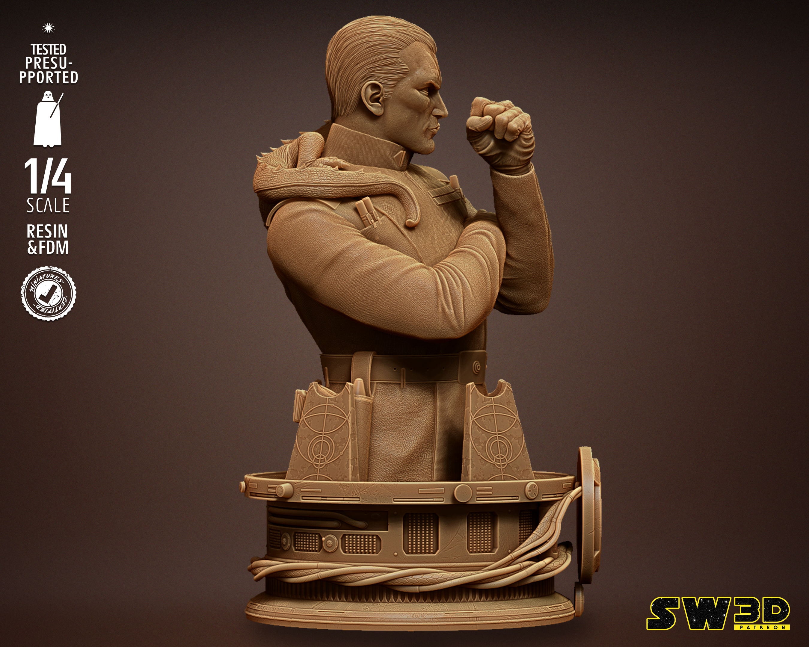 Star Wars Statue High Detail Grand Admiral Thrawn 3D Printed Paintable ...