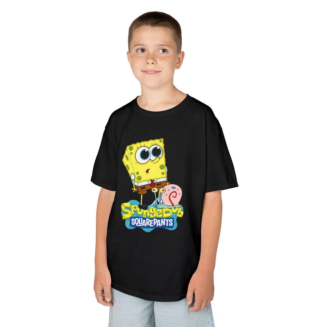 Spongebob Squarepants Graphic Kids Tee | Spongebob With Gary T-shirt - Etsy