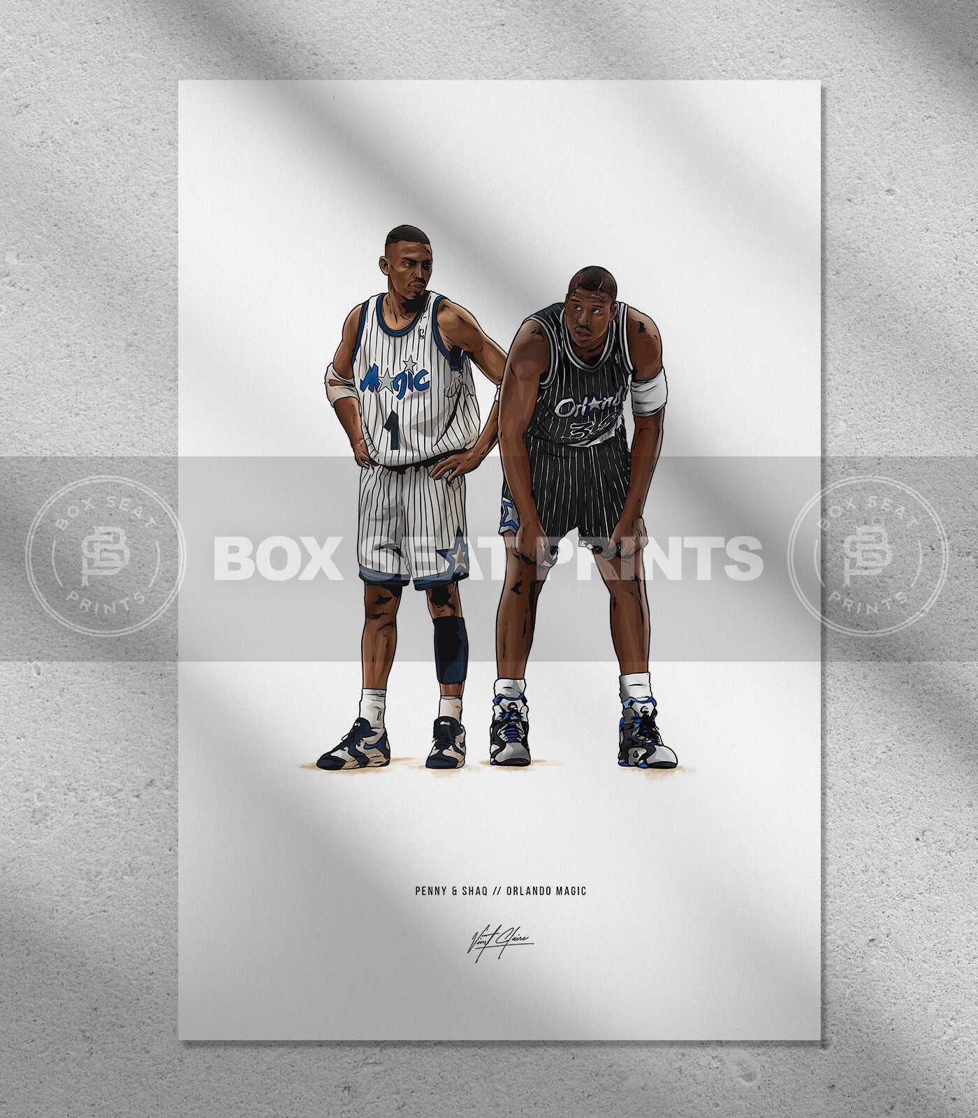 Penny Hardaway Shaquille O'neal Orlando Magic Basketball Art ...