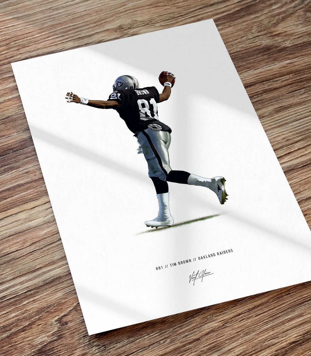 Tim Brown Oakland Raiders Football Illustrated Art Poster Print, Tim ...