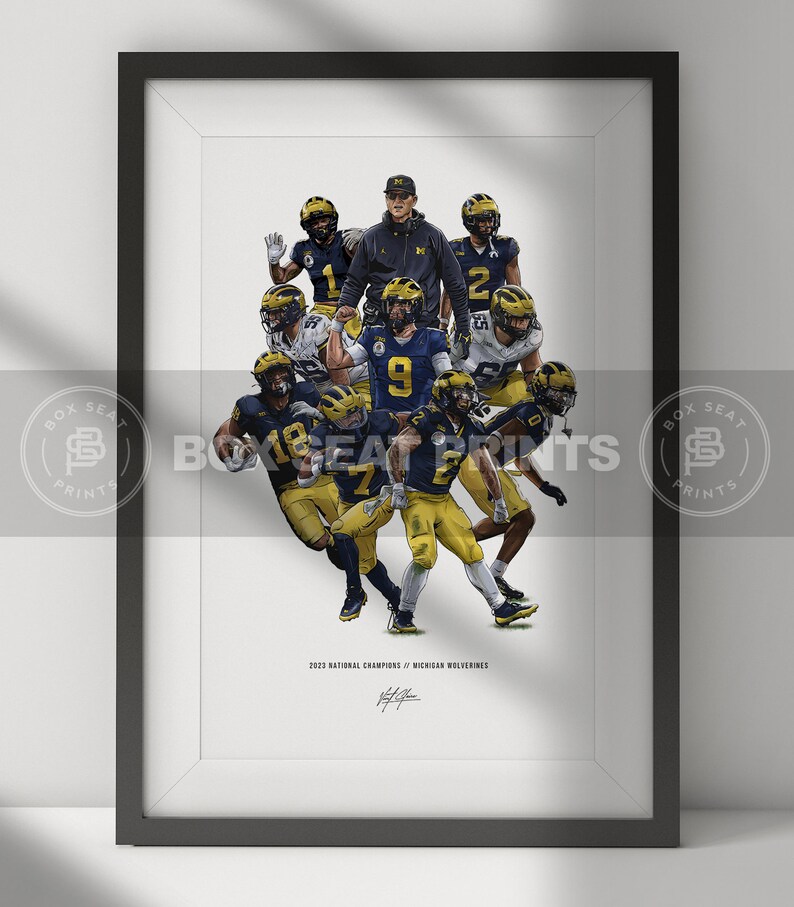 2023 National Champions Illustrated Art Print Poster, JJ Mccarthy Poster, Blake Corum Poster ...