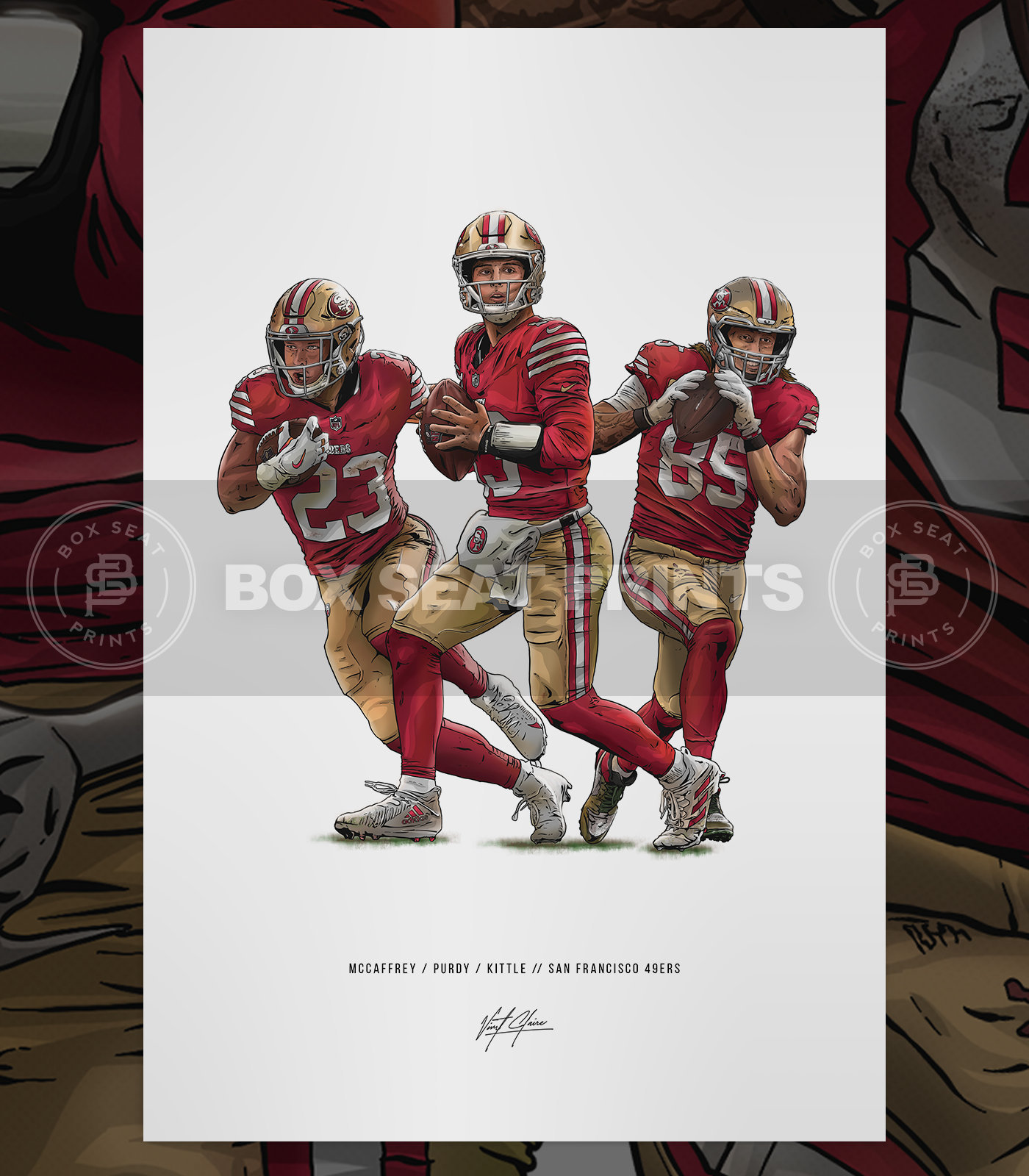 San Francisco 49ers Football Poster Art Illustrated Print, Christian ...