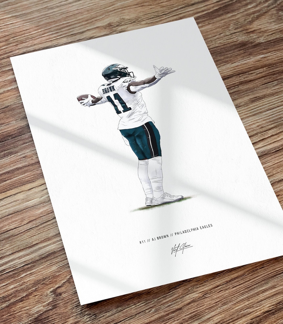 AJ Brown Poster Philadelphia Eagles Football Art Illustrated Print - Etsy