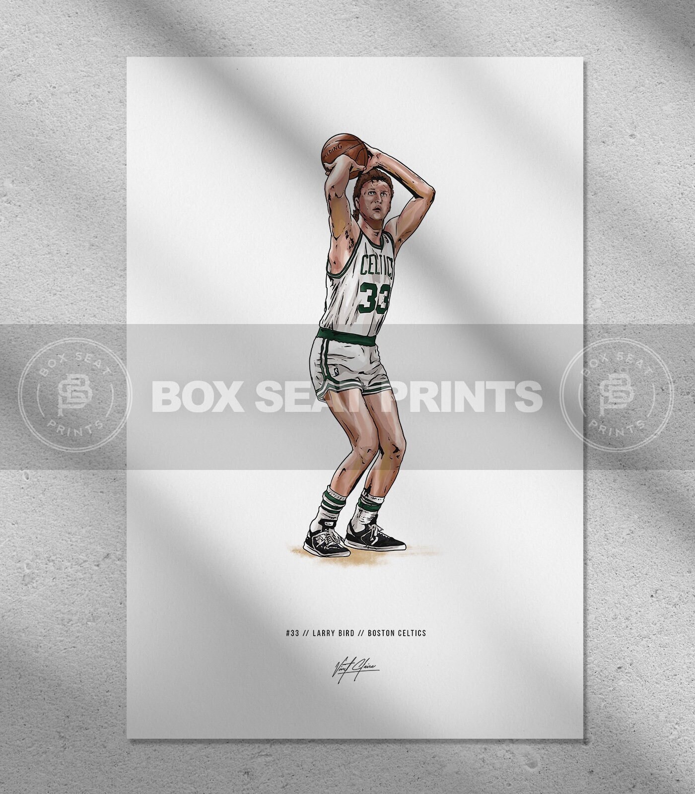 Larry Bird Boston Celtics Basketball Art Illustrated Print Poster ...