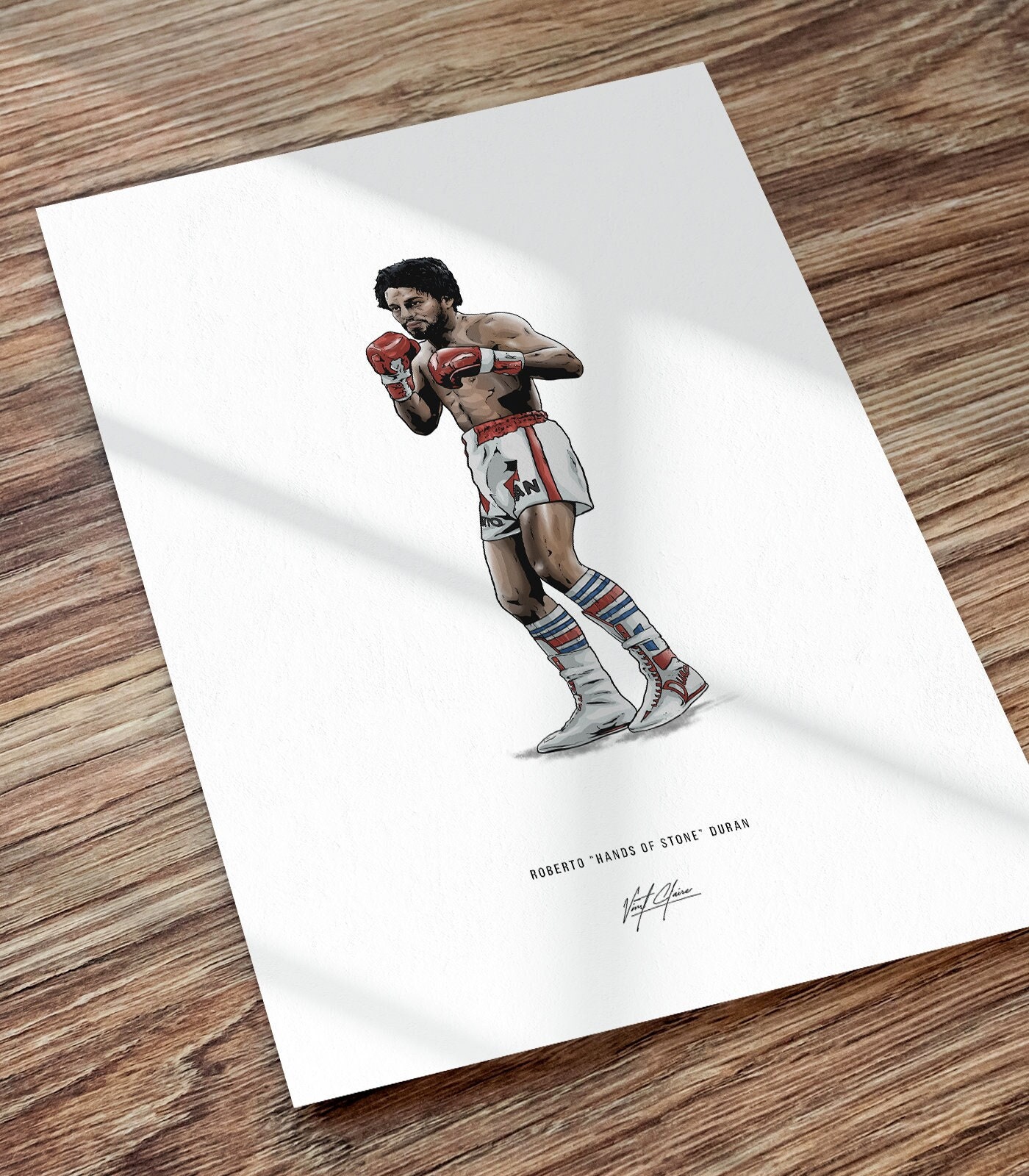 Roberto Duran Boxing Art Illustrated Print Poster, Roberto Hands of ...