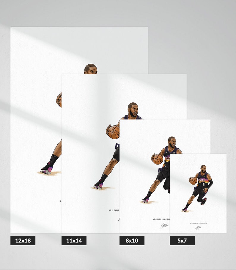 Chris Paul Phoenix Suns Basketball Art Illustrated Print Poster, Chris ...