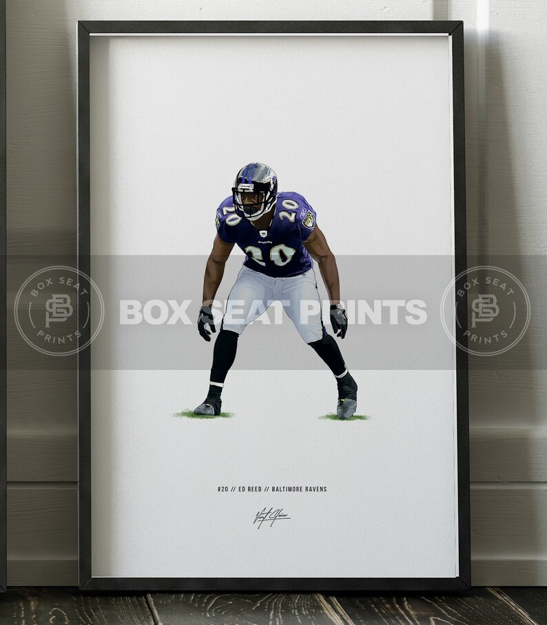 Ed Reed Baltimore Ravens Football Art Illustrated Poster, Ed Reed ...