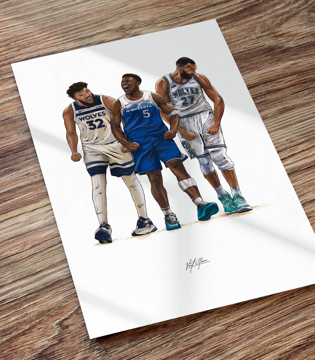 Minnesota Timberwolves Poster Basketball, KAT, Anthony Edwards, Rudy ...