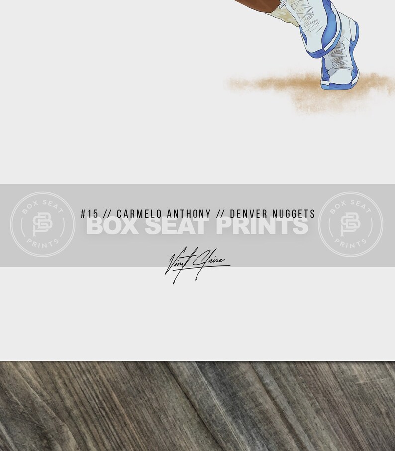 Carmelo Anthony Rookie Denver Nuggets Art Illustrated Print Poster ...