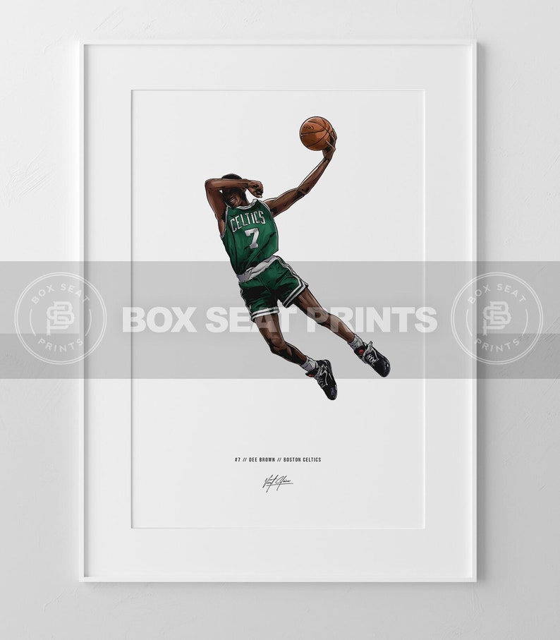 Dee Brown Dunk Poster Boston Celtics Basketball Art Illustrated Print ...