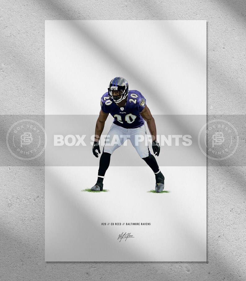 Ed Reed Baltimore Ravens Football Art Illustrated Poster, Ed Reed ...