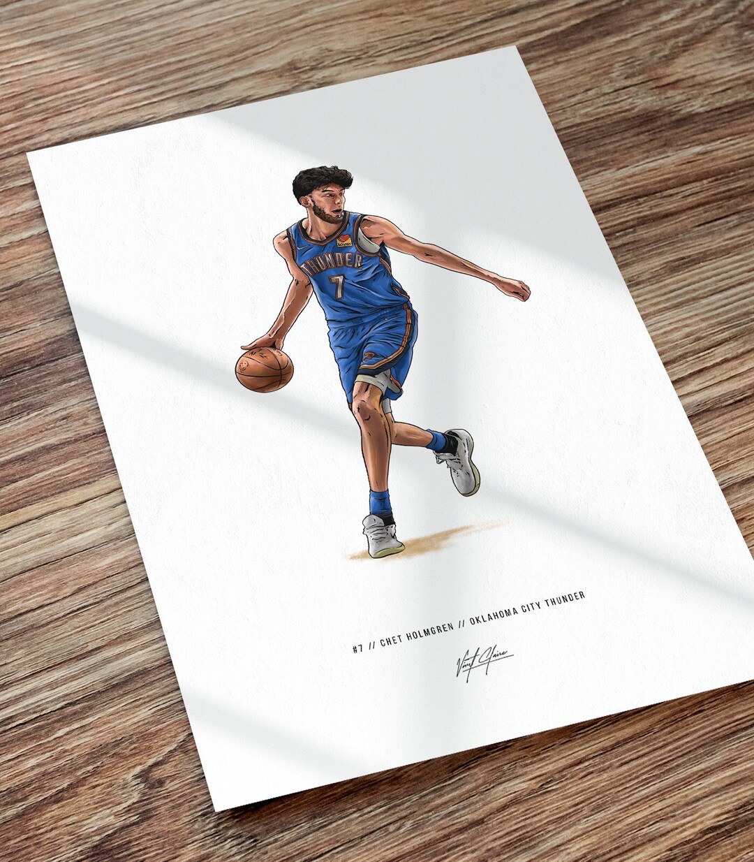 Chet Holmgren Poster Oklahoma City Thunder Basketball Art Illustrated ...