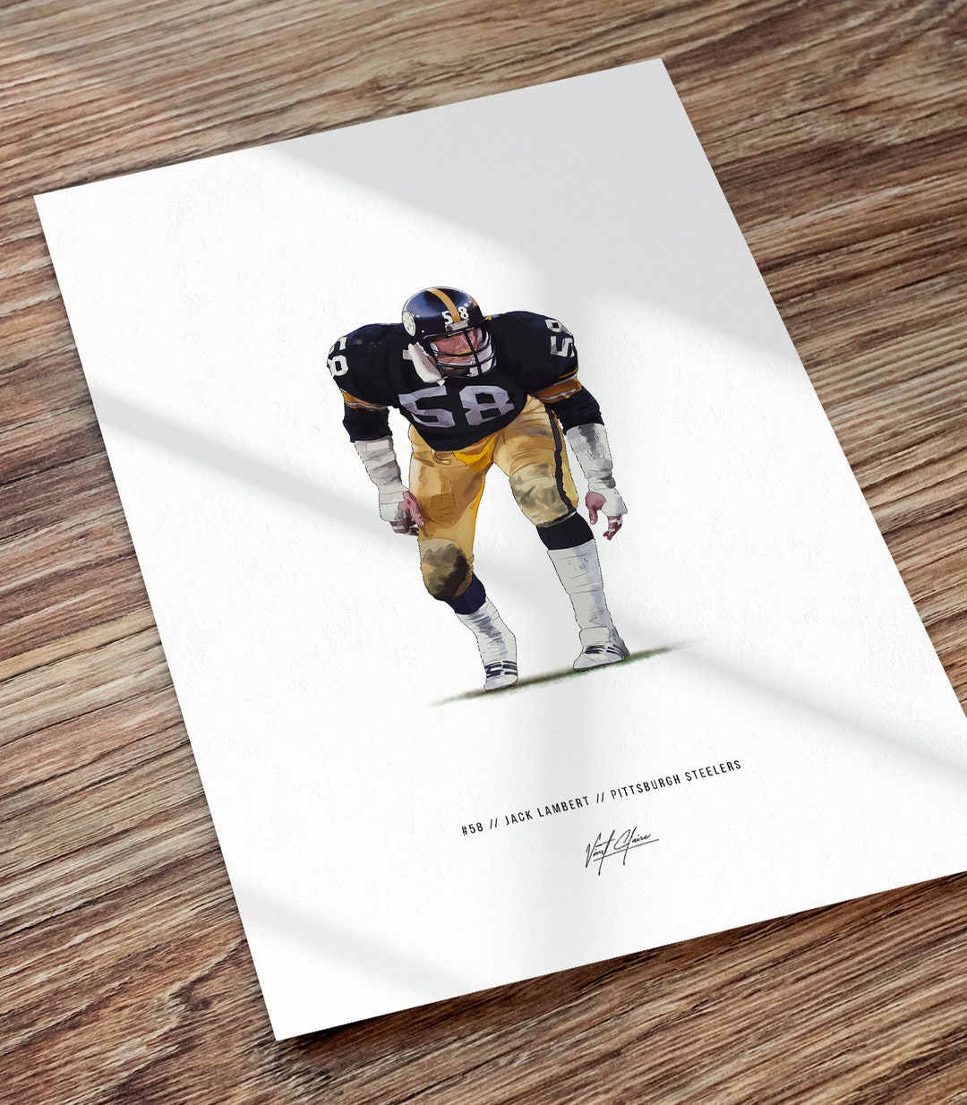 Jack Lambert Poster Pittsburgh Steelers Football Art Illustrated Print ...