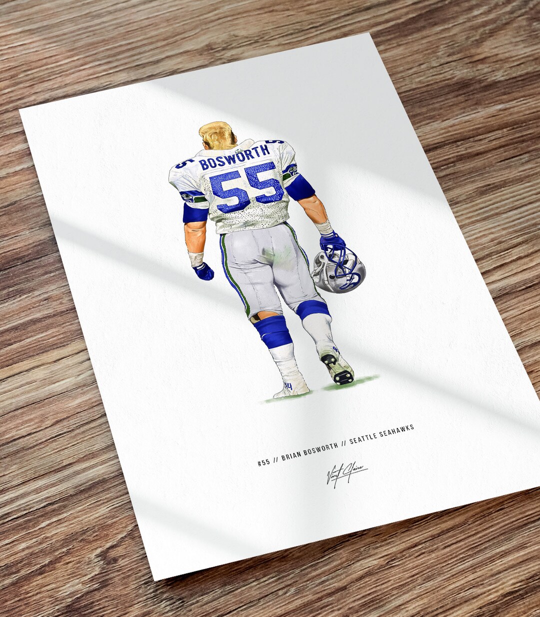 Brian Bosworth Poster Seattle Seahawks Football Art Illustrated Print ...