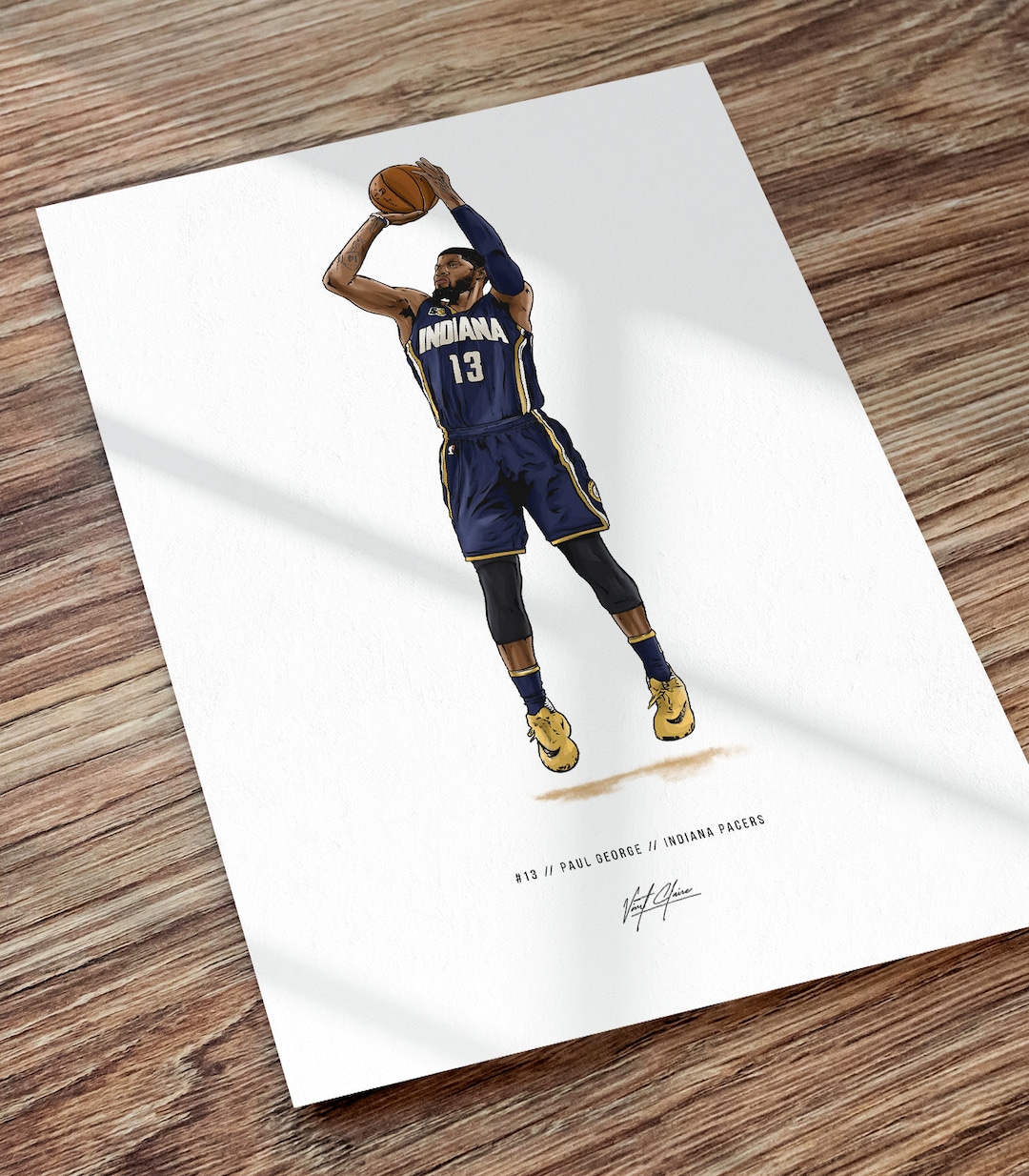 Paul George Indiana Pacers Basketball Art Drawing Print Poster, Paul ...